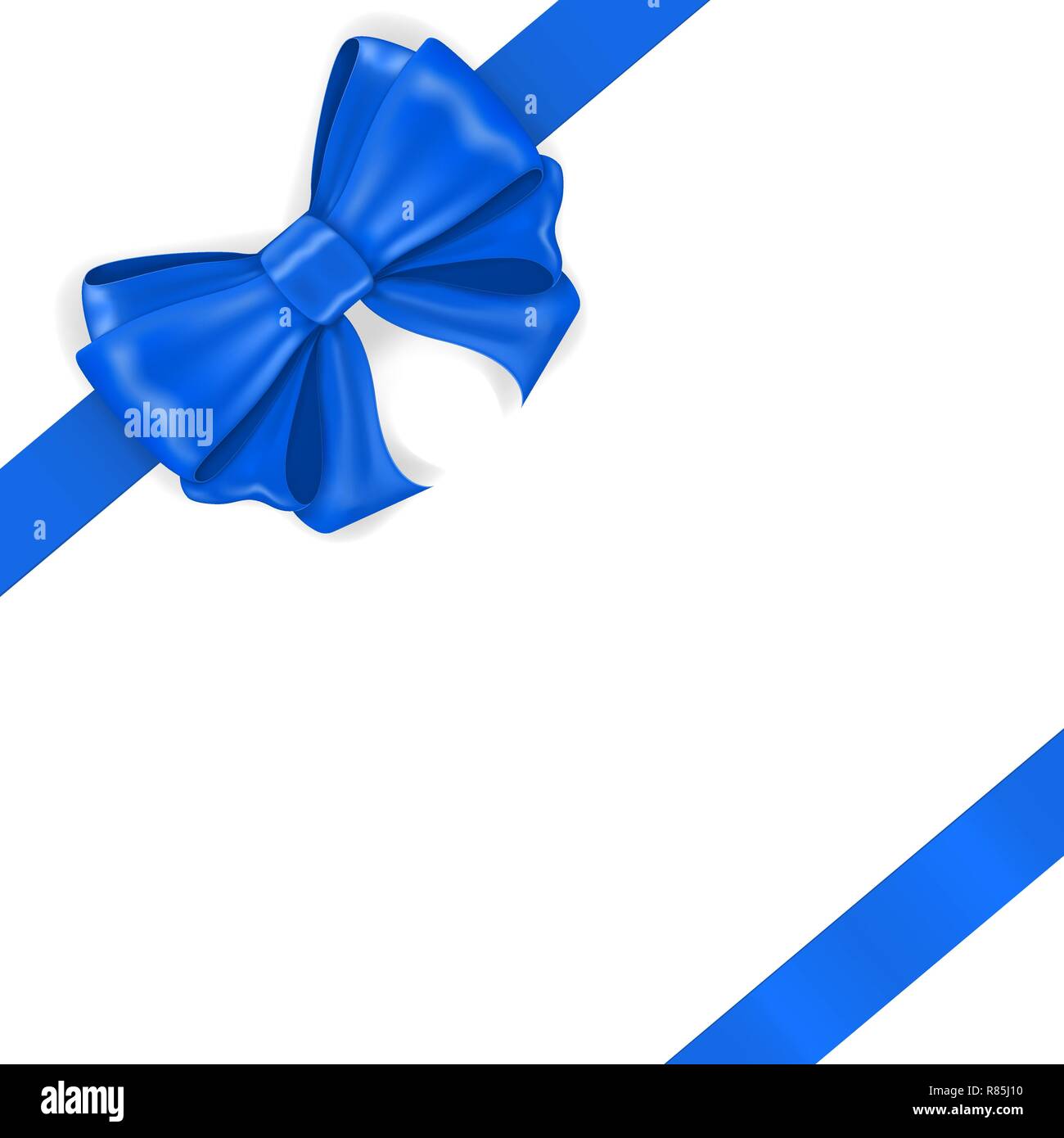 Blue ribbon bow. Diagonal wrapped gift Stock Vector Image & Art - Alamy