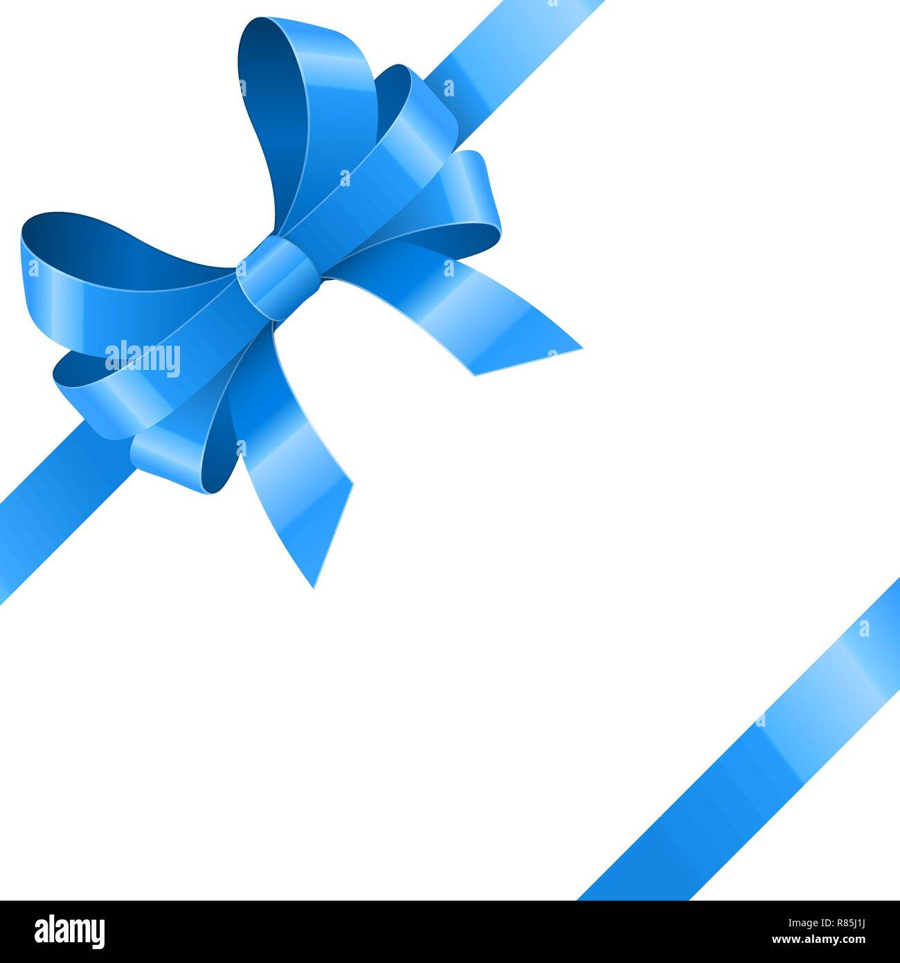 Blue ribbon bow. Diagonal wrapped gift Stock Vector Image & Art - Alamy
