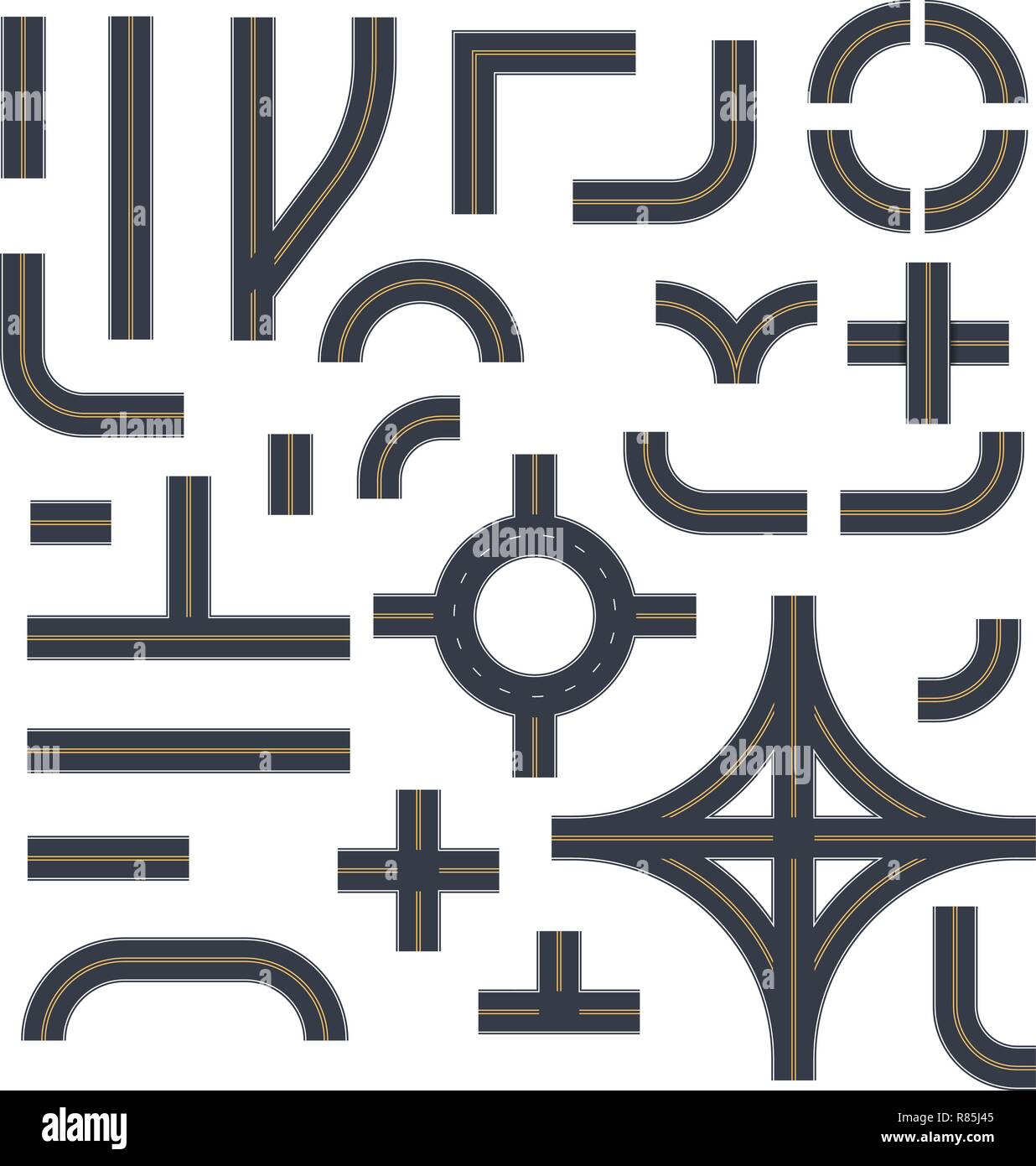 Roads, highways, street elements. Templates set Stock Vector Image ...