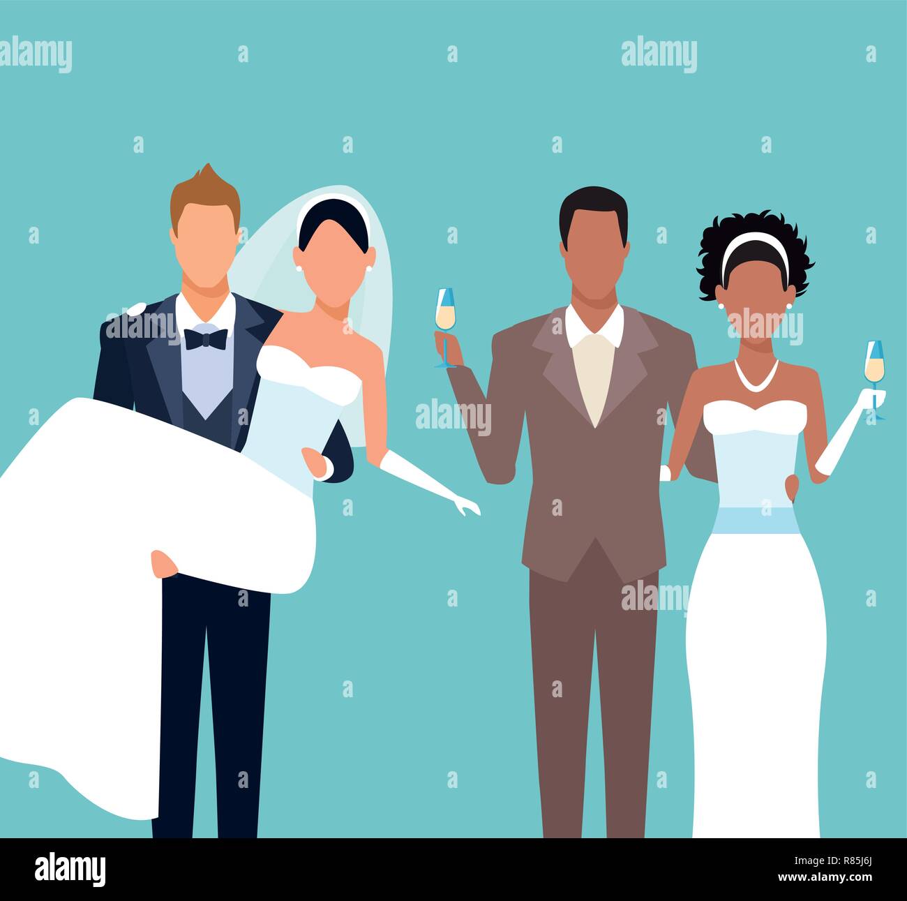 Wedding couples cartoon Stock Vector Image & Art - Alamy