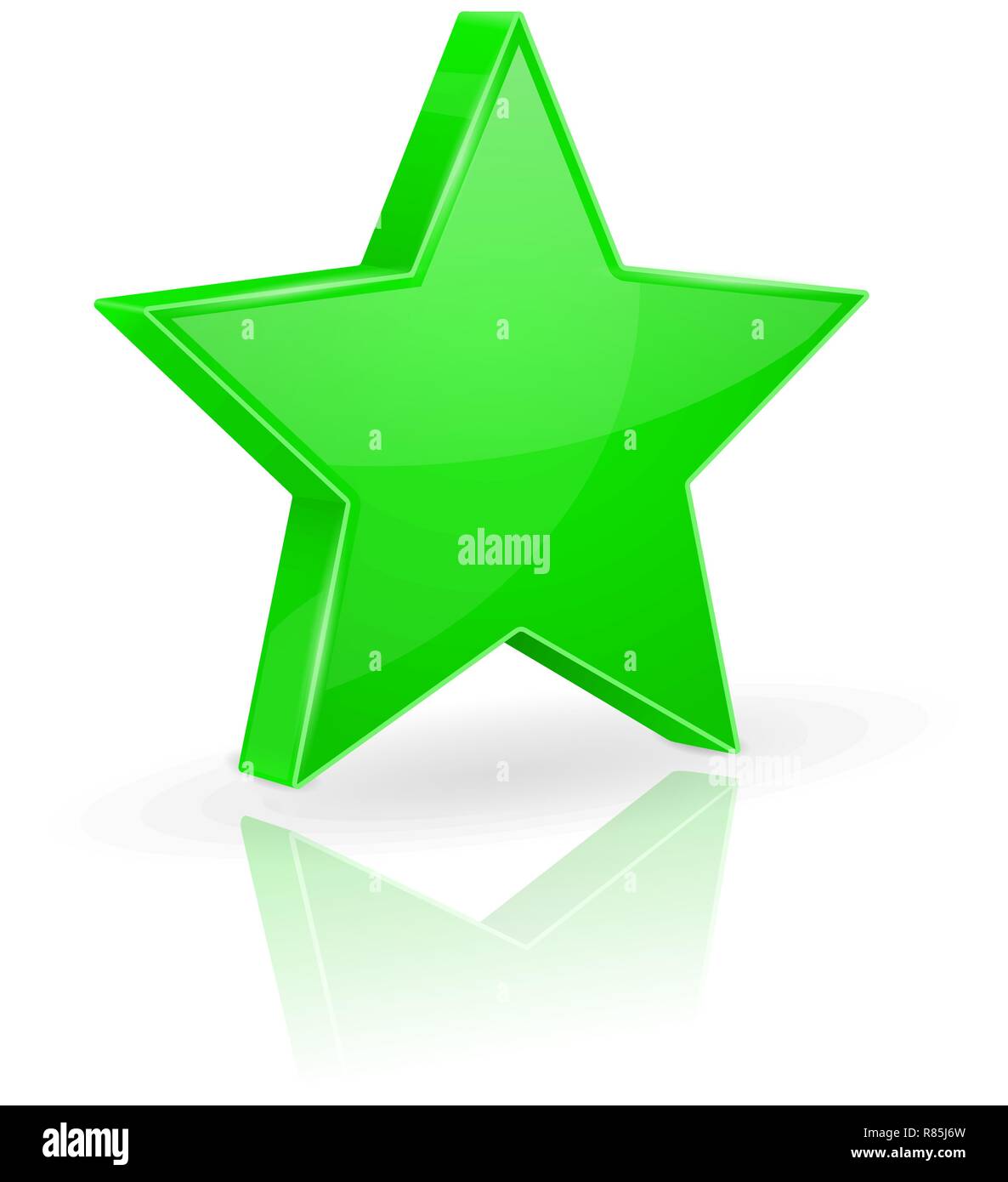 Green star with reflection Stock Vector Image & Art - Alamy
