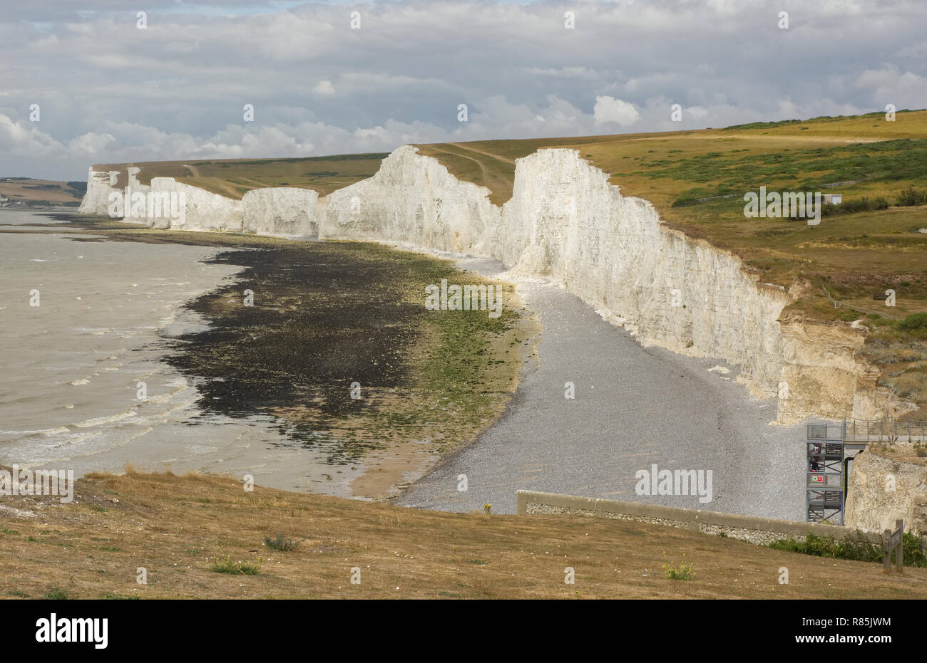 The Seven Sisters chalk cliffs at Birling Gap near Eastbourne, East ...