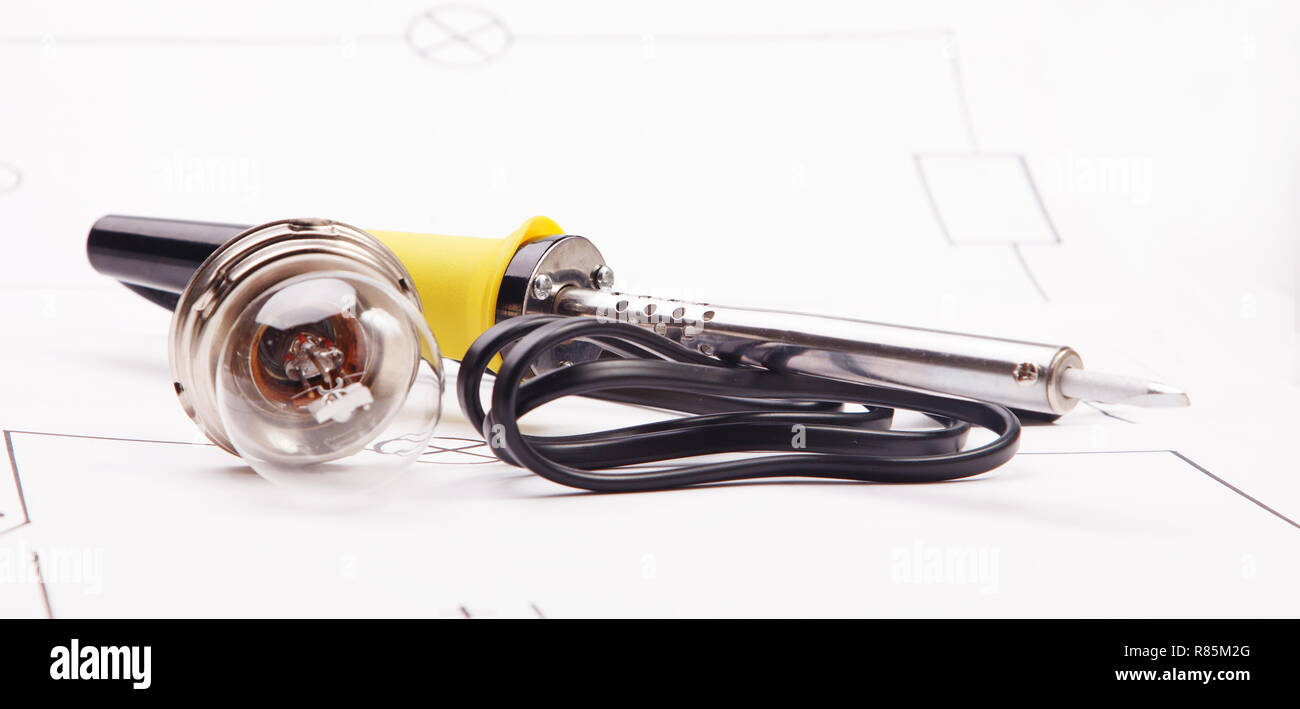 automobile lamp on a background of the electric scheme Stock Photo - Alamy