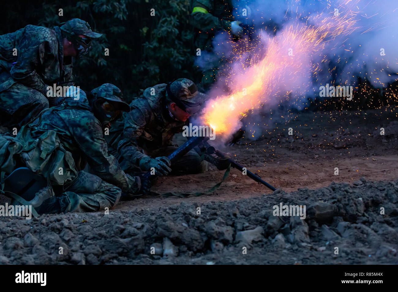 Army soldiers during the military operation. war, army, technology and ...