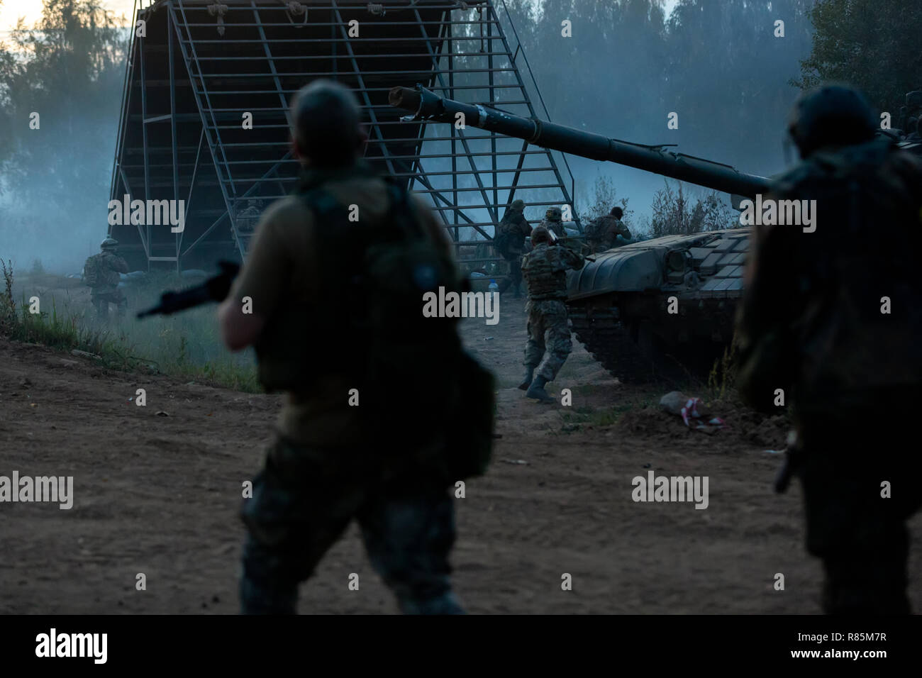 Army soldiers during the military operation. war, army, technology and ...