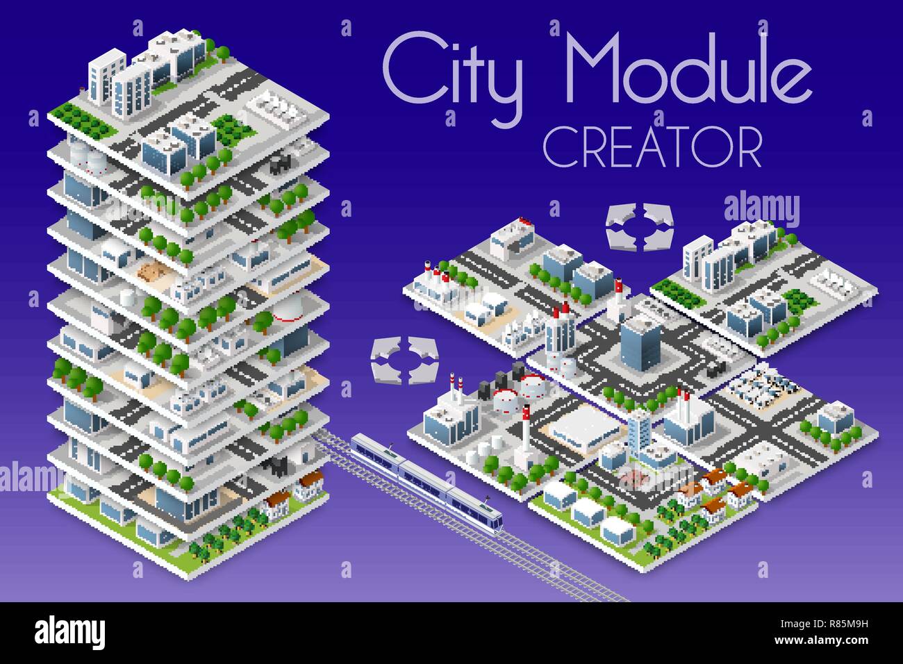 Isometric 3D city Stock Vector Image & Art - Alamy