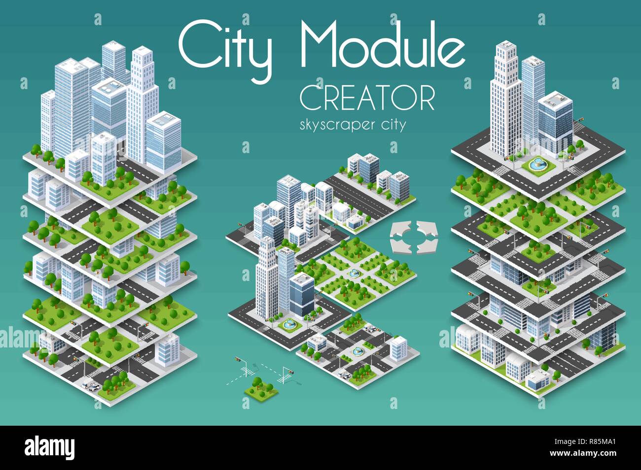 Isometric 3D city Stock Vector Image & Art - Alamy