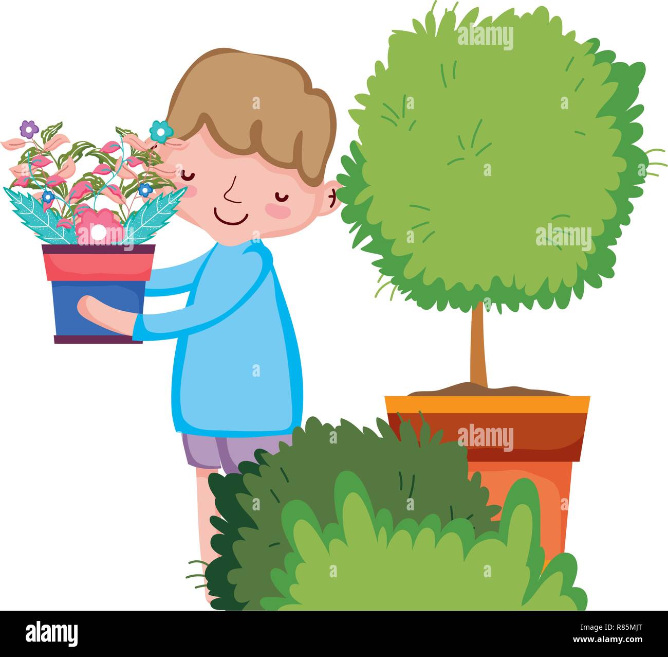 Lifting plant pot Stock Vector Images - Alamy