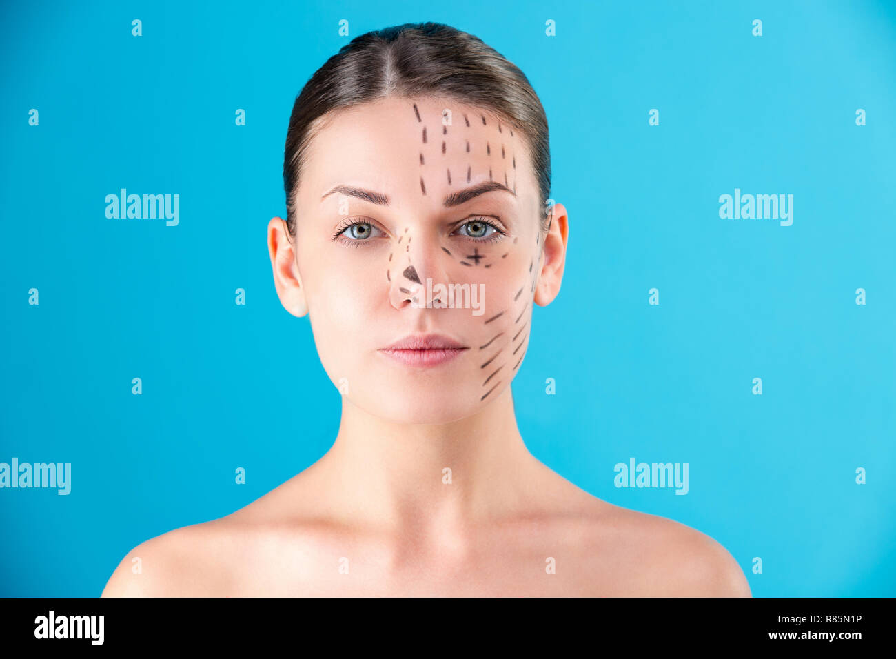 Beautiful Woman Face. Beauty Portrait of young woman brunette smiling ...