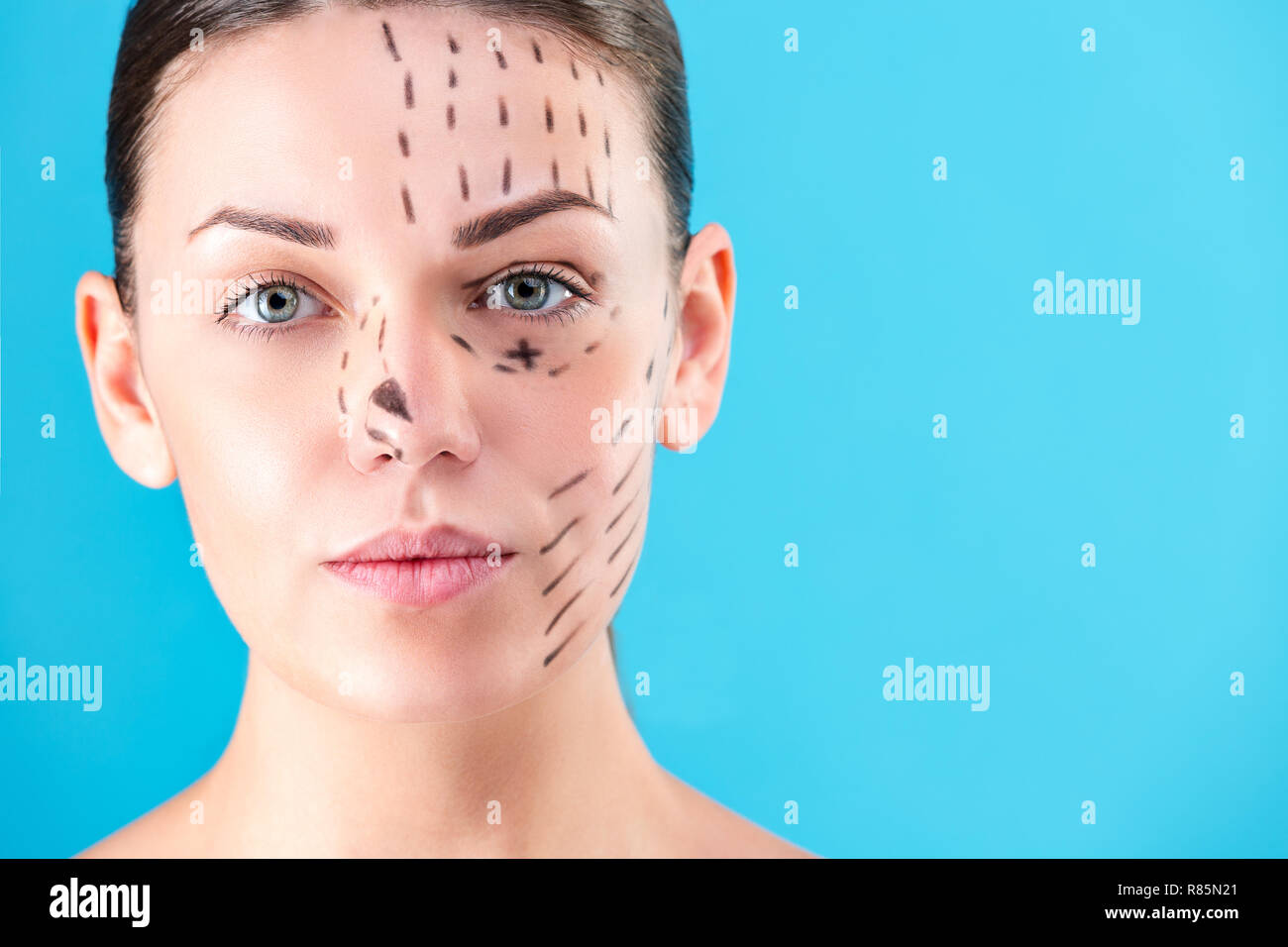 Beautiful Woman Face. Beauty Portrait of young woman brunette smiling ...