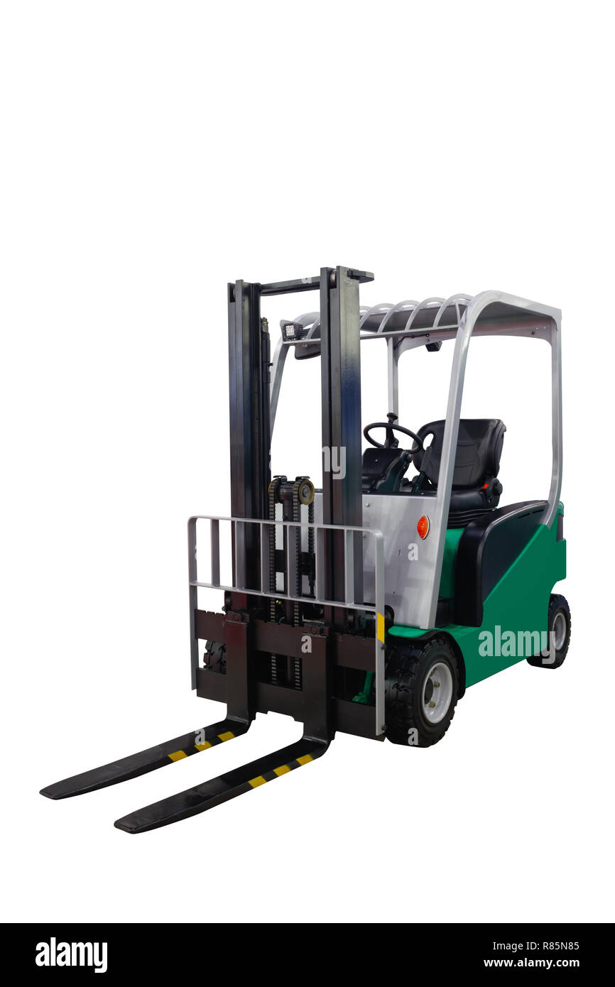 Forklift truck on white isolated background Stock Photo - Alamy