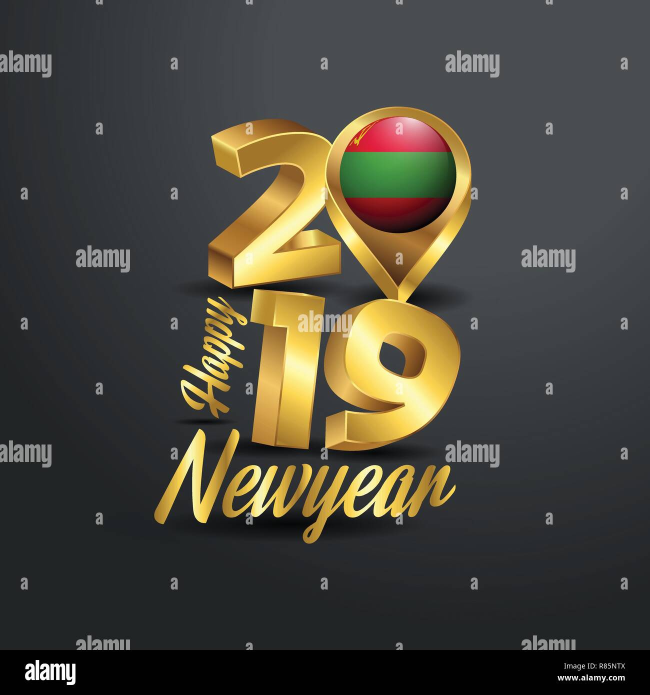 Happy New Year 2019 Golden Typography with Transnistria Flag Location ...