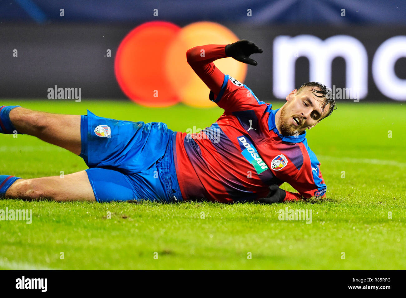 Pilsen, Czech Republic. 12th Dec, 2018. Tomas Chory of Plzen reacts ...