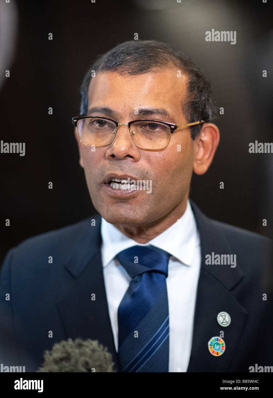 Katowice, Poland. 13th Dec, 2018. Mohamed Nasheed, former president of ...