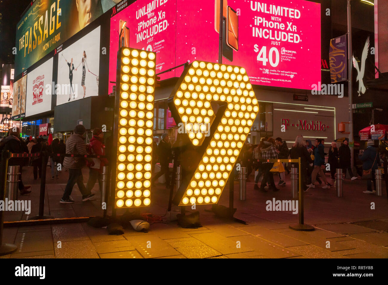 New York,NY/USA-December 12, 2018 Visitors to Times Square in New York ...