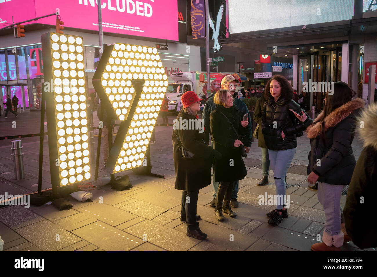 New York,NY/USA-December 12, 2018 Visitors to Times Square in New York ...