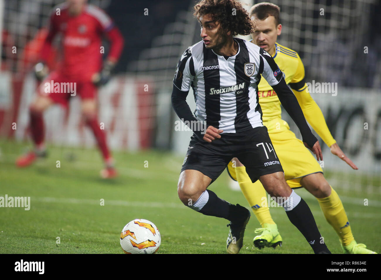 Thessaloniki, Greece. 13th Dec, 2018. PAOK's Amr Warda in action during ...