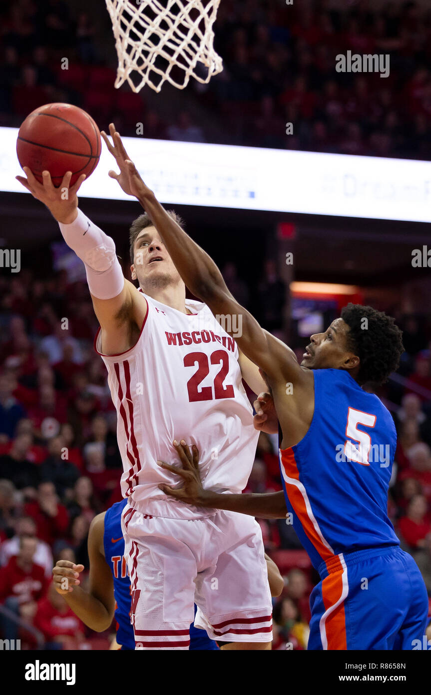 Madison, WI, USA. 13th Dec, 2018. Wisconsin Badgers forward Ethan Happ ...
