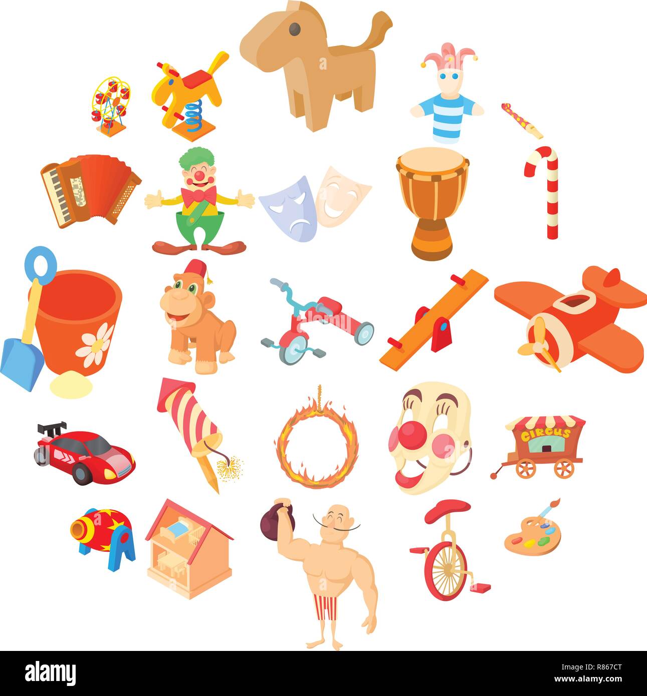 Wooden toy icons set, cartoon style Stock Vector Image & Art - Alamy