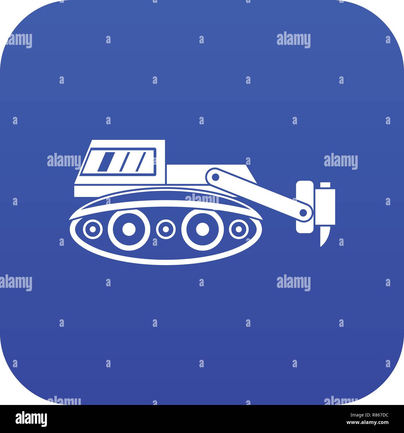 Excavator with hydraulic hammer icon digital blue Stock Vector Image ...