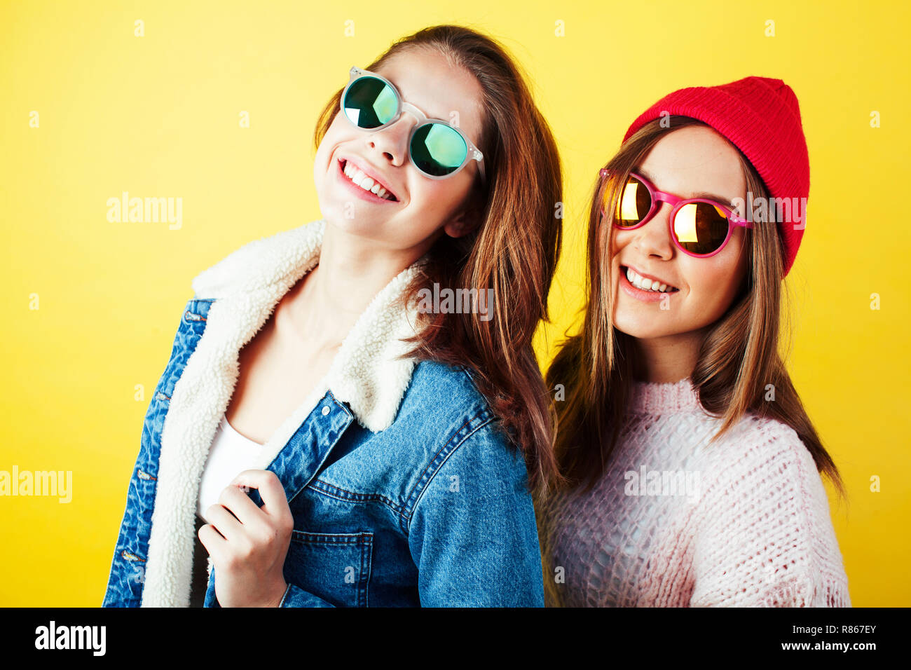 lifestyle people concept: two pretty young school teenage girls Stock ...