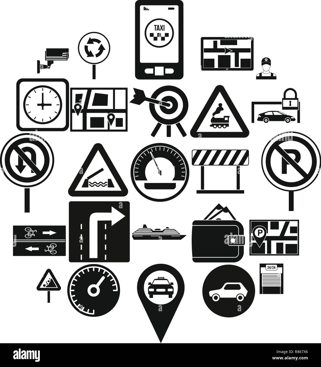 Traffic icons set, simple style Stock Vector Image & Art - Alamy