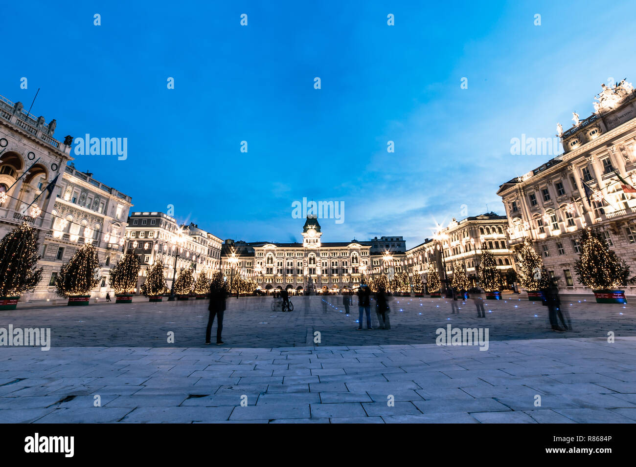 the beautiful square of Trieste with Christmas trees Stock Photo - Alamy