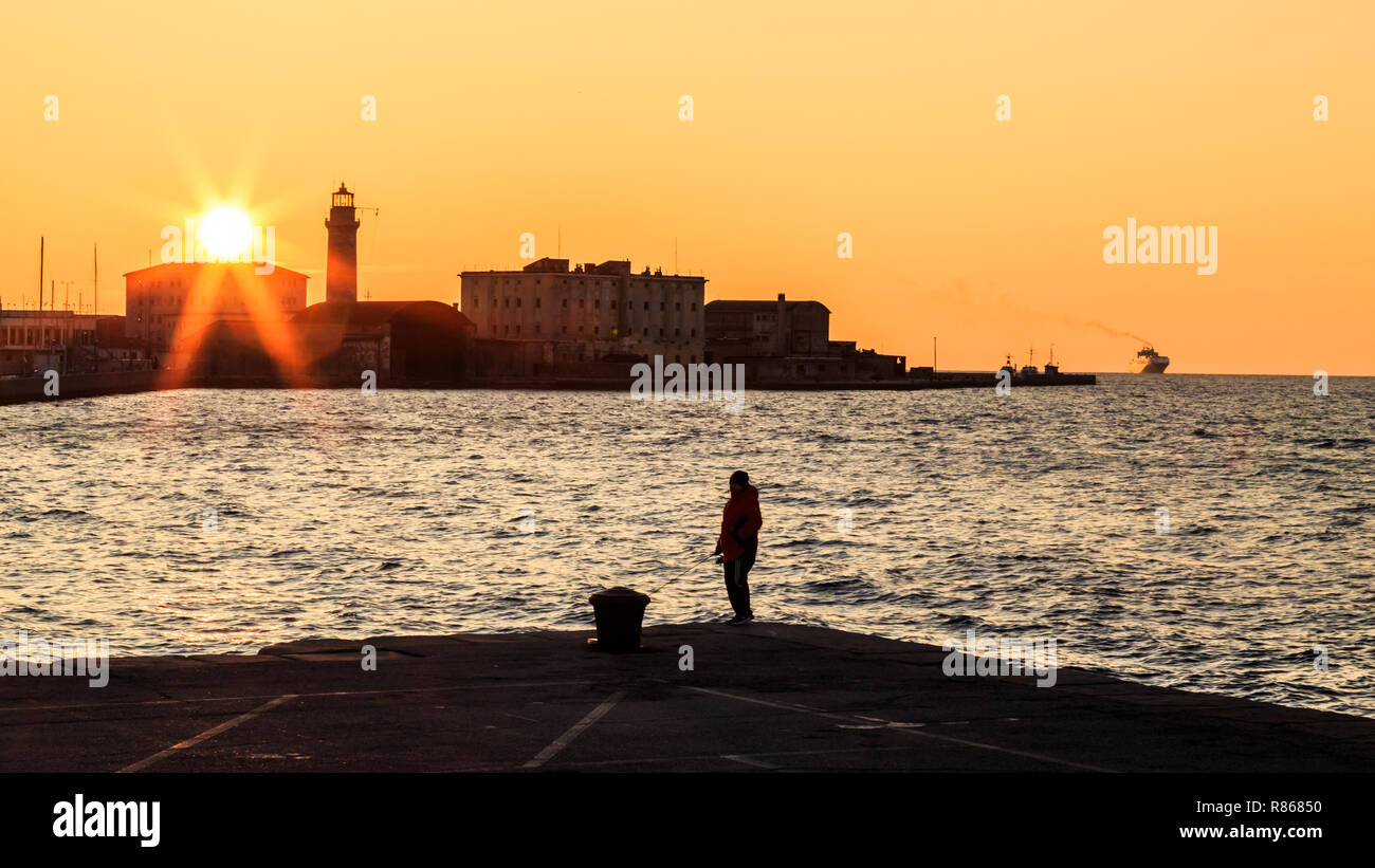 winter evening in the gulf of Trieste Stock Photo - Alamy