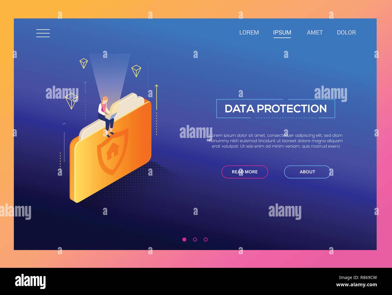 Data protection - modern isometric vector web banner Stock Vector Image ...
