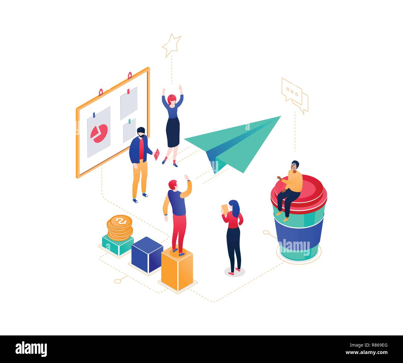 Startup company - modern colorful isometric vector illustration Stock ...