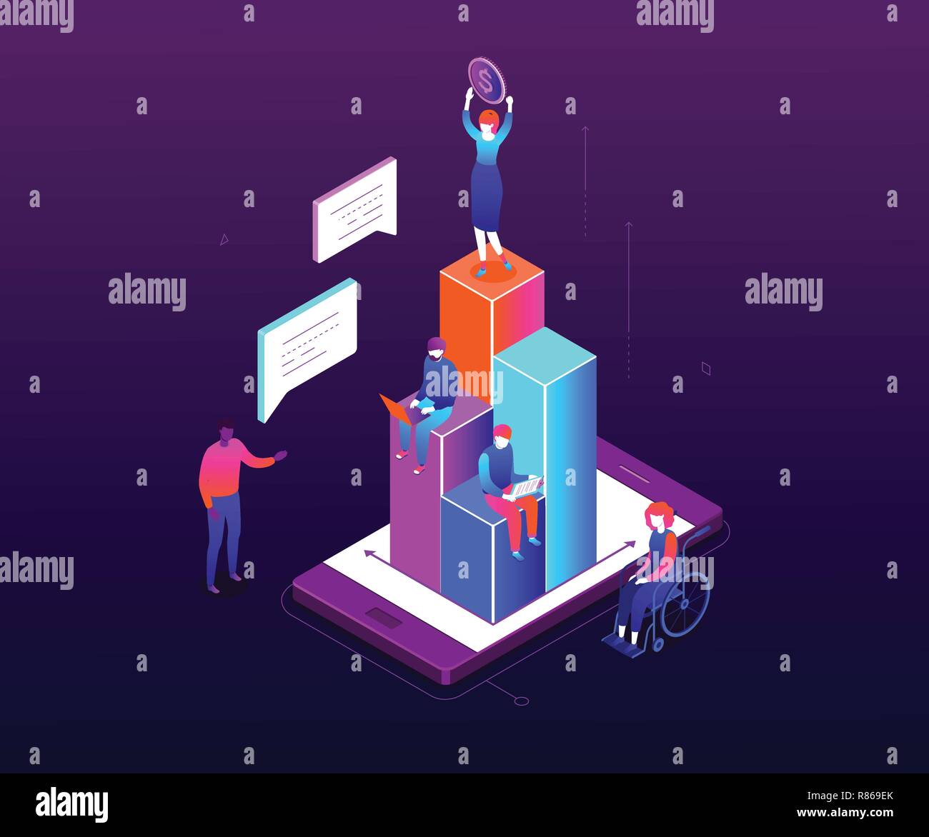 Financial growth - modern colorful isometric vector illustration Stock ...