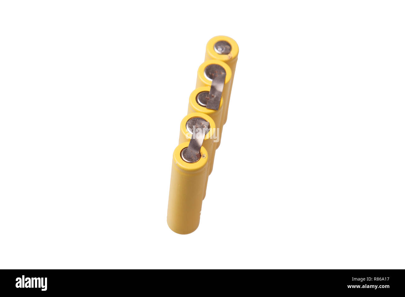 Five batteries on white background Stock Photo - Alamy