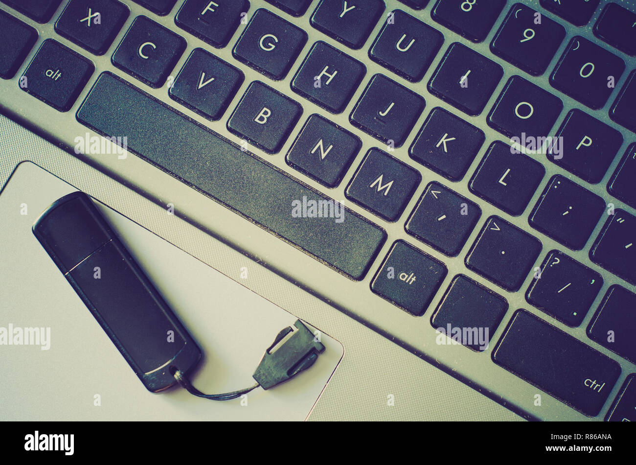 laptop and usb vintage style Stock Photo - Alamy