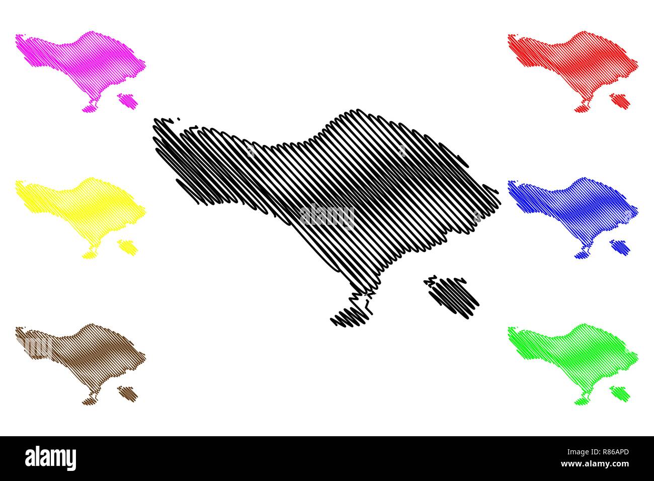 Bali (Subdivisions of Indonesia, Provinces of Indonesia) map vector illustration, scribble ...