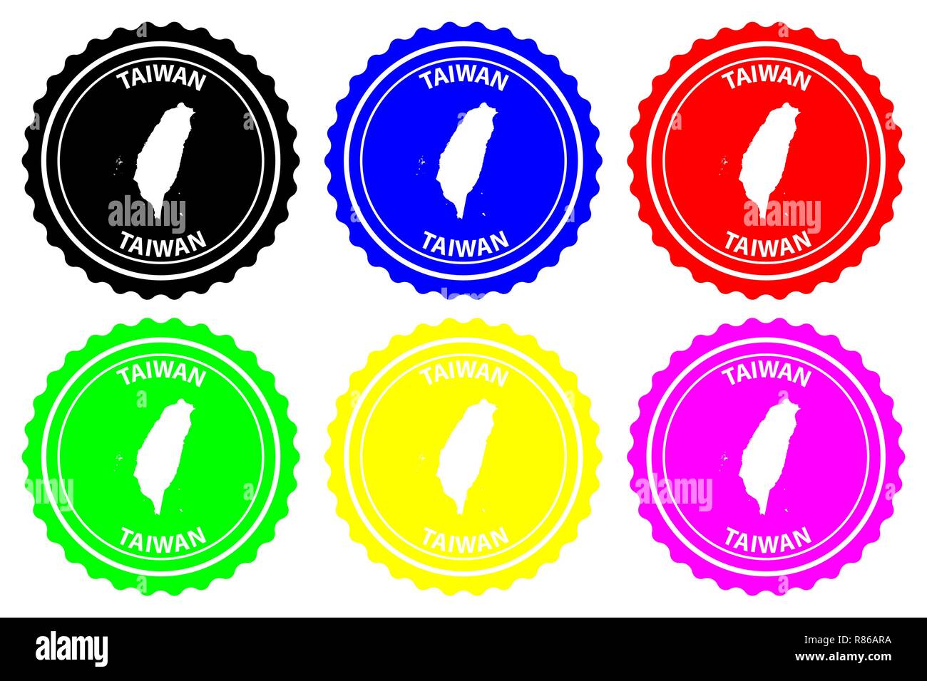 Taiwan - rubber stamp - vector, Taiwan map pattern - sticker - black ...
