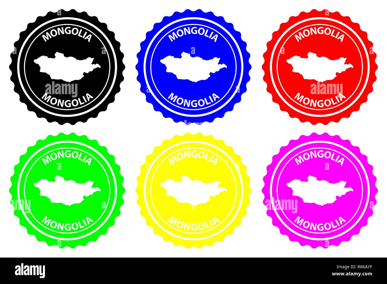 Mongolia - rubber stamp - vector, Mongolia map pattern - sticker ...