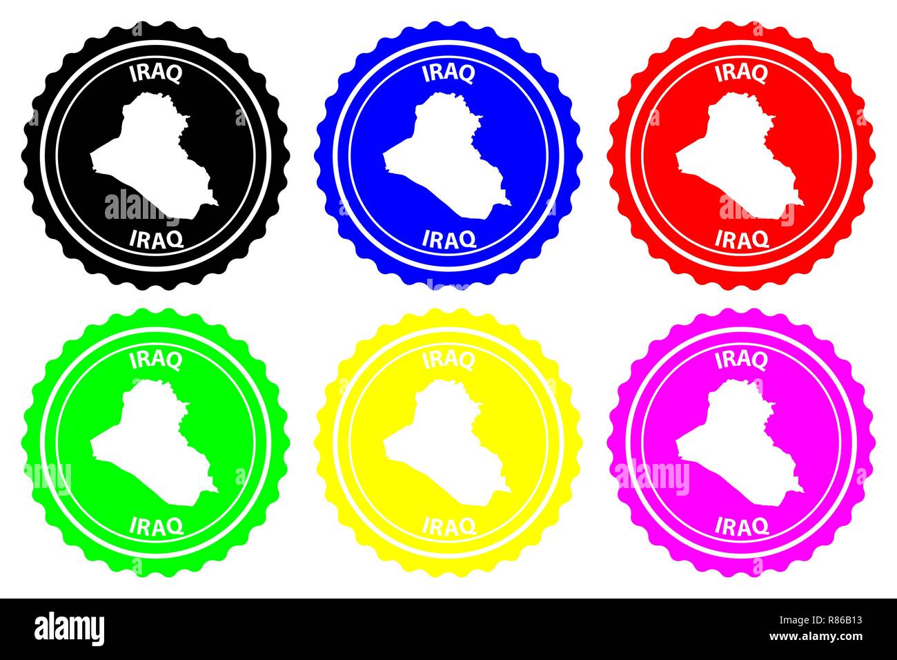 Iraq - rubber stamp - vector, Republic of Iraq map pattern - sticker ...
