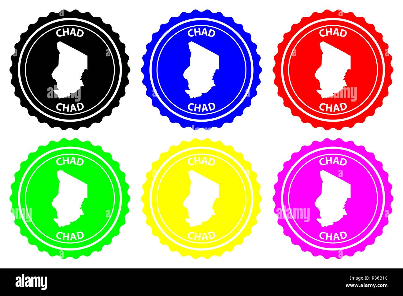 Chad - rubber stamp - vector, Republic of Chad map pattern - sticker ...