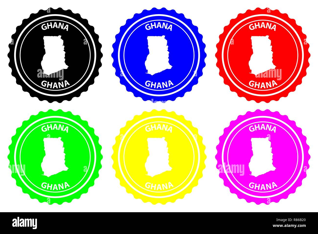 Ghana - rubber stamp - vector, Republic of Ghana map pattern - sticker ...