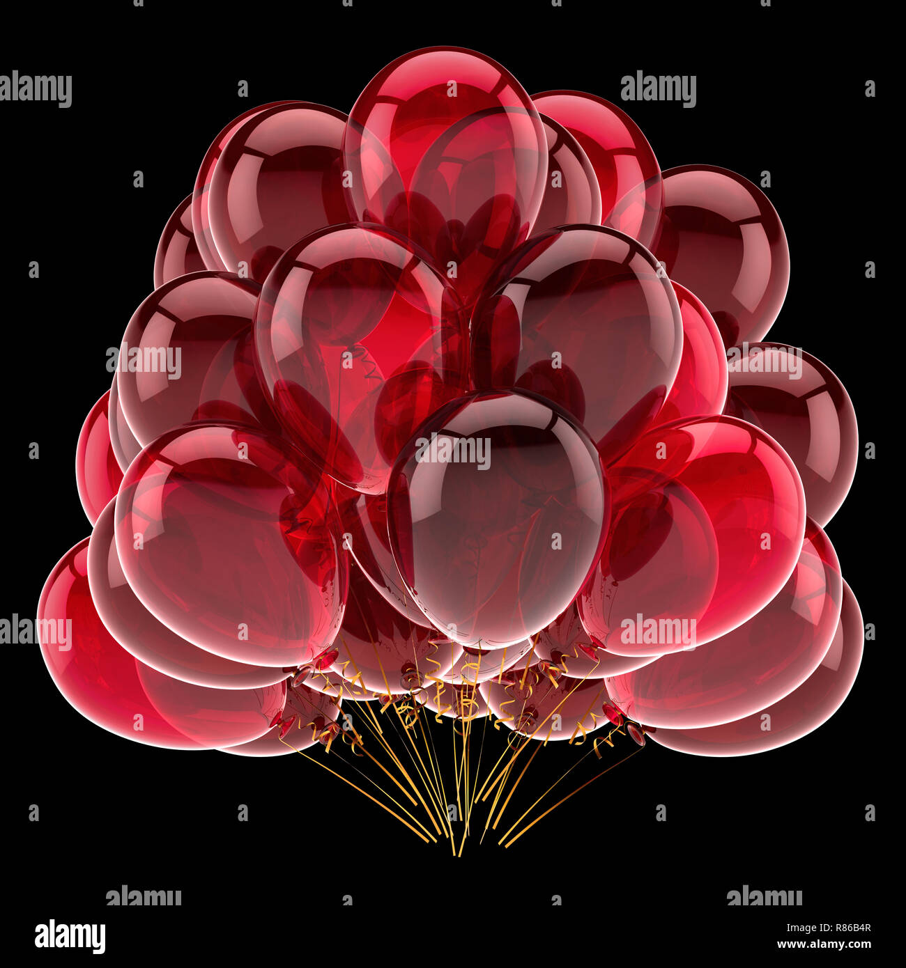 red party balloons translucent shiny. birthday decoration glossy ...