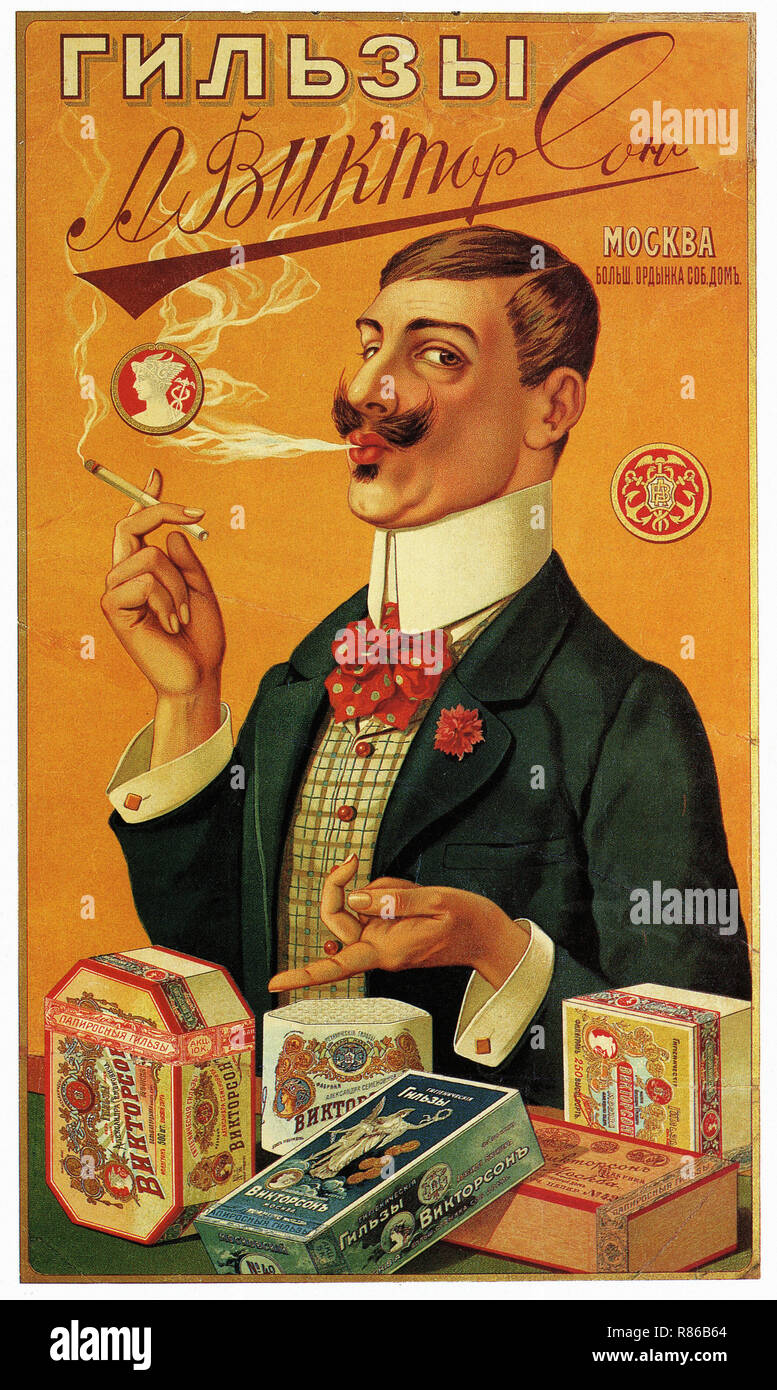 A Viktorson Cigarette Tubes - Vintage advertising poster Stock Photo ...