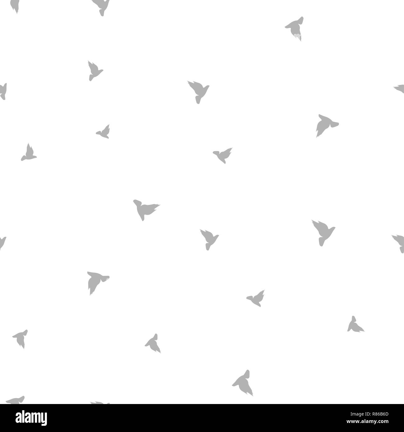 Bird seamless pattern. Gray birds on a white background. illustration ...