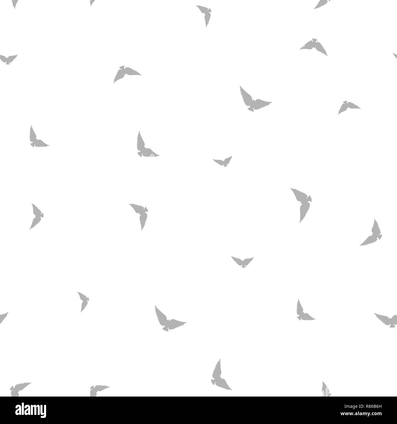 Bird seamless pattern. Gray birds on a white background. illustration ...