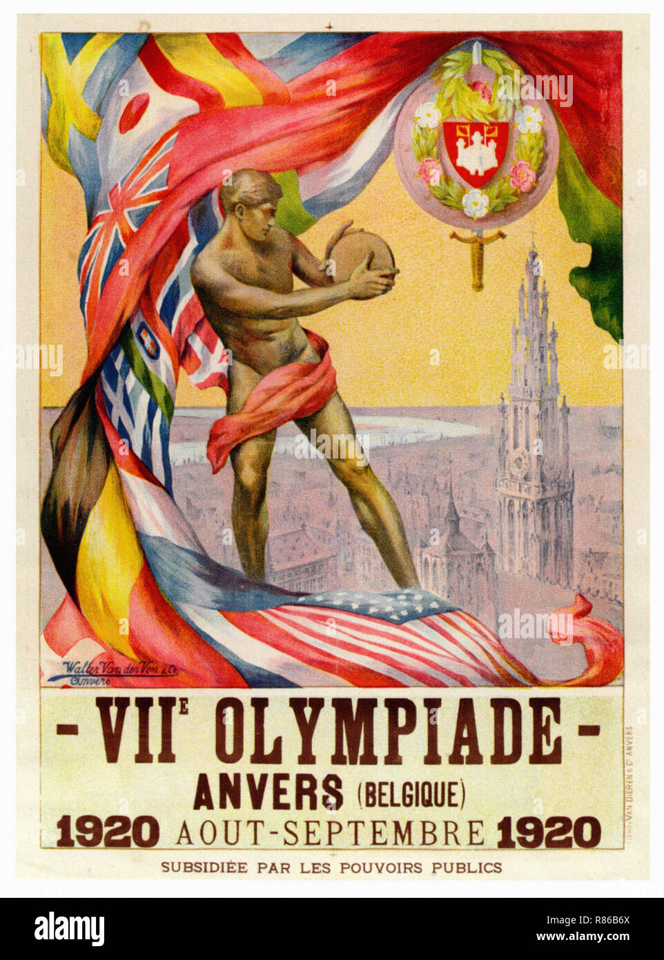 Antwerp Olympics Games 1920 - Vintage advertising poster Stock Photo ...