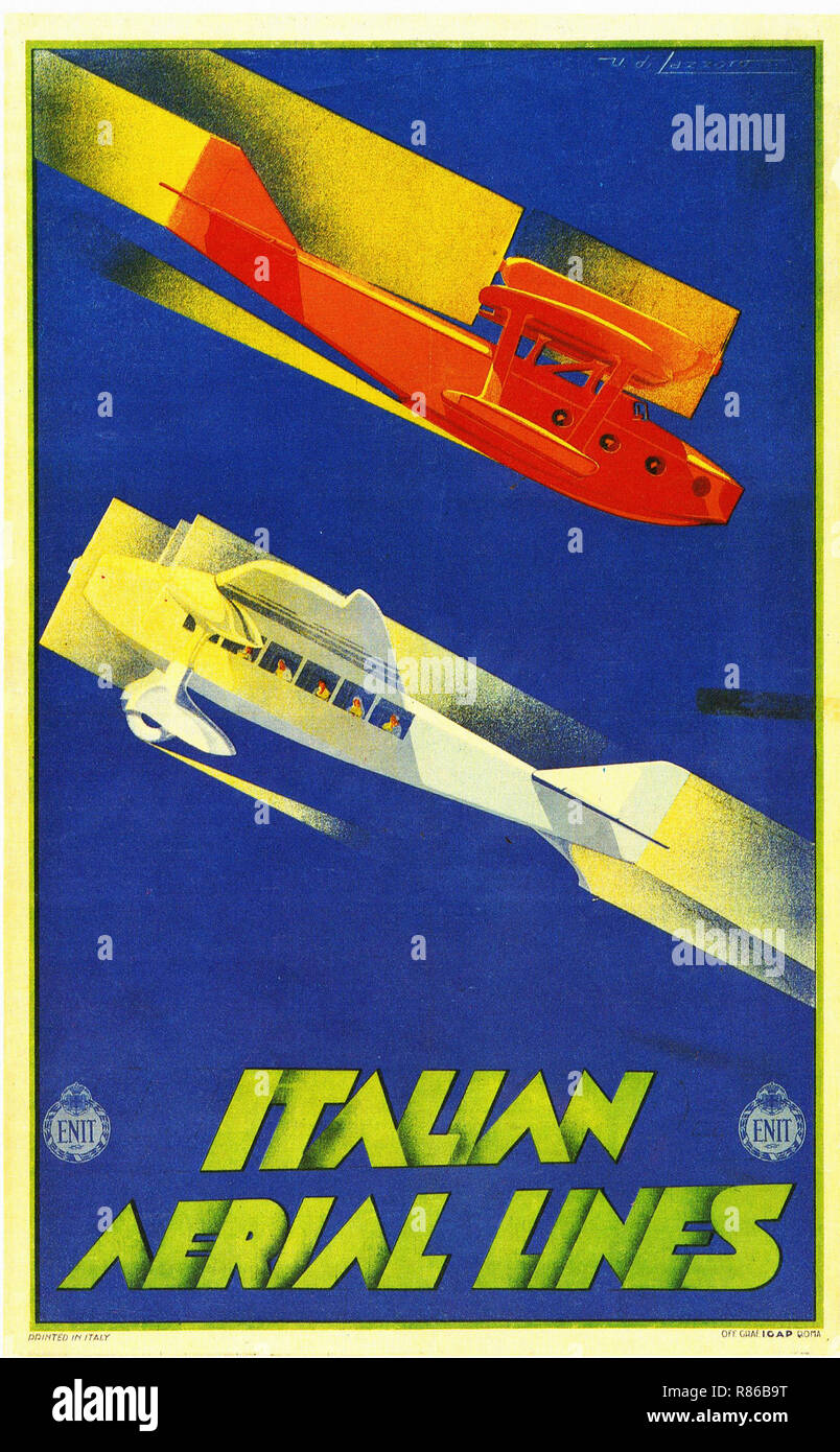 Italian Aerial Lines - Vintage advertising poster Stock Photo - Alamy