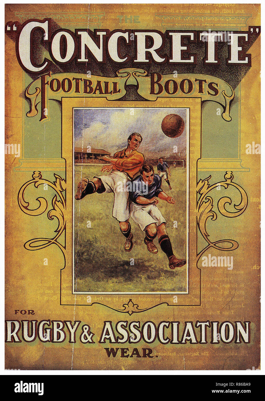 Concrete Football Boots - Vintage advertising poster Stock Photo - Alamy