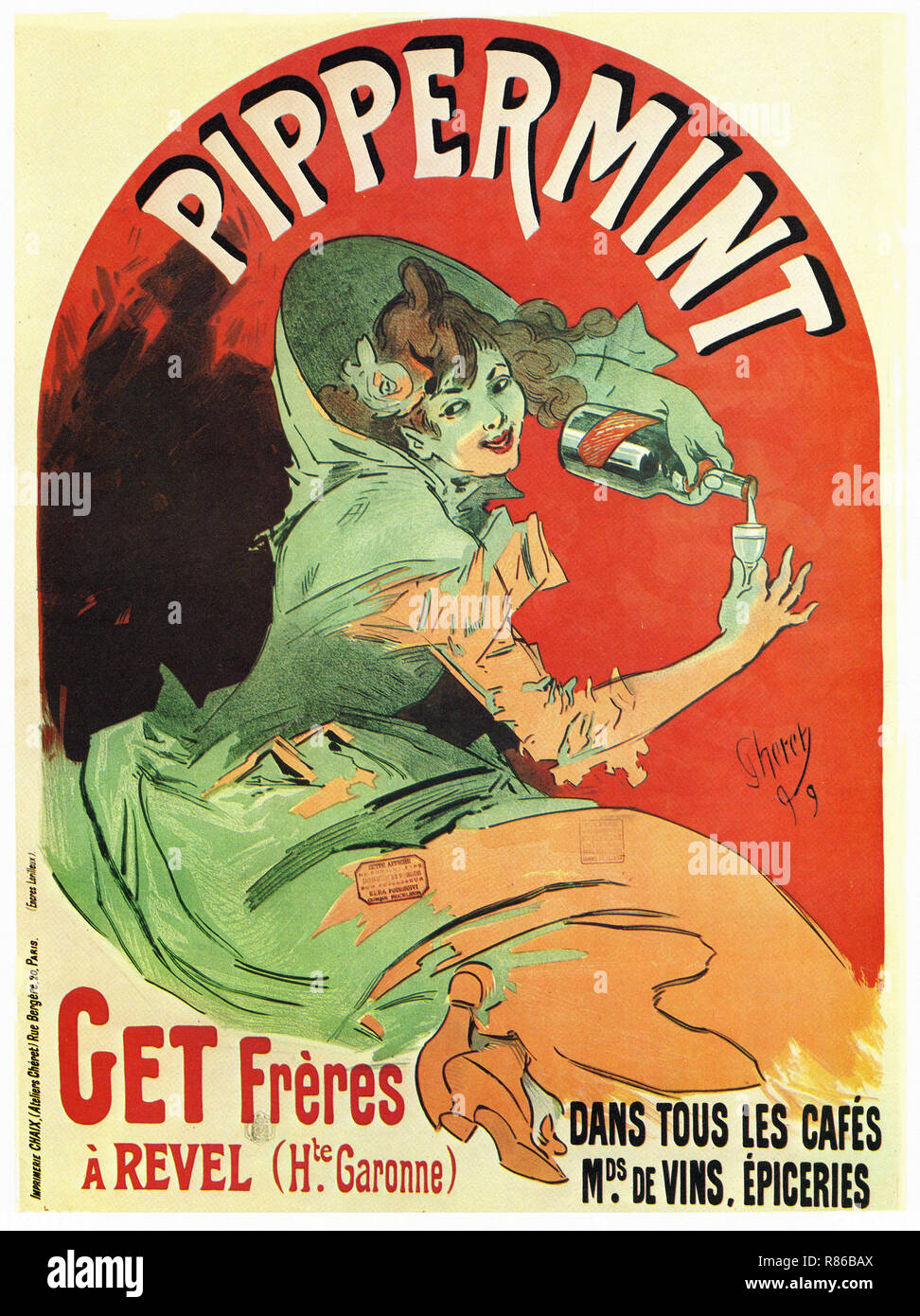 Pippermint Dans Tous Les Cafes - Vintage advertising poster Stock Photo ... Pippermint Dans Tous Les Cafes - Vintage advertising poster Stock Photo ...