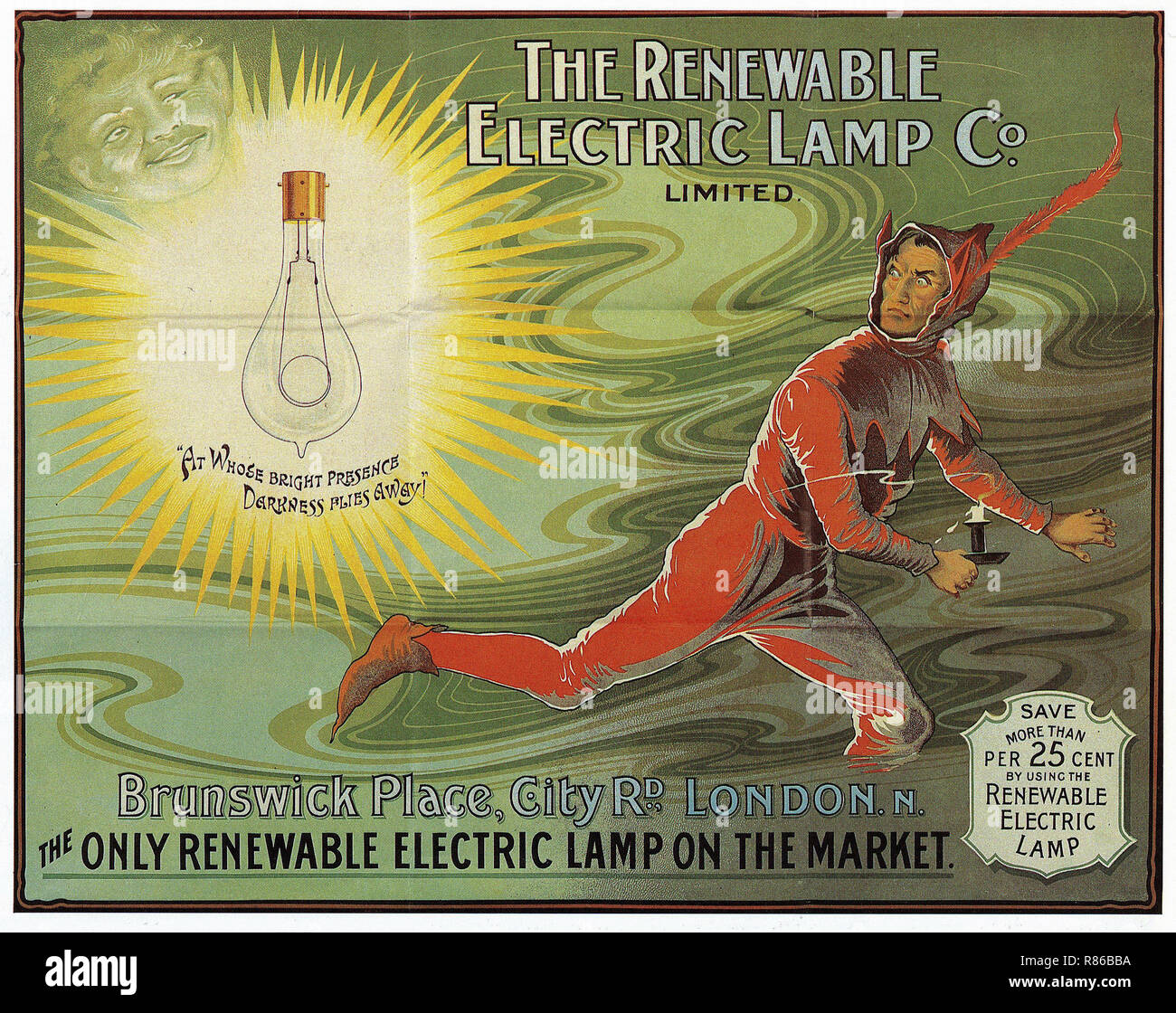 The Renewable Electric Lamp Co London - Vintage advertising poster ...
