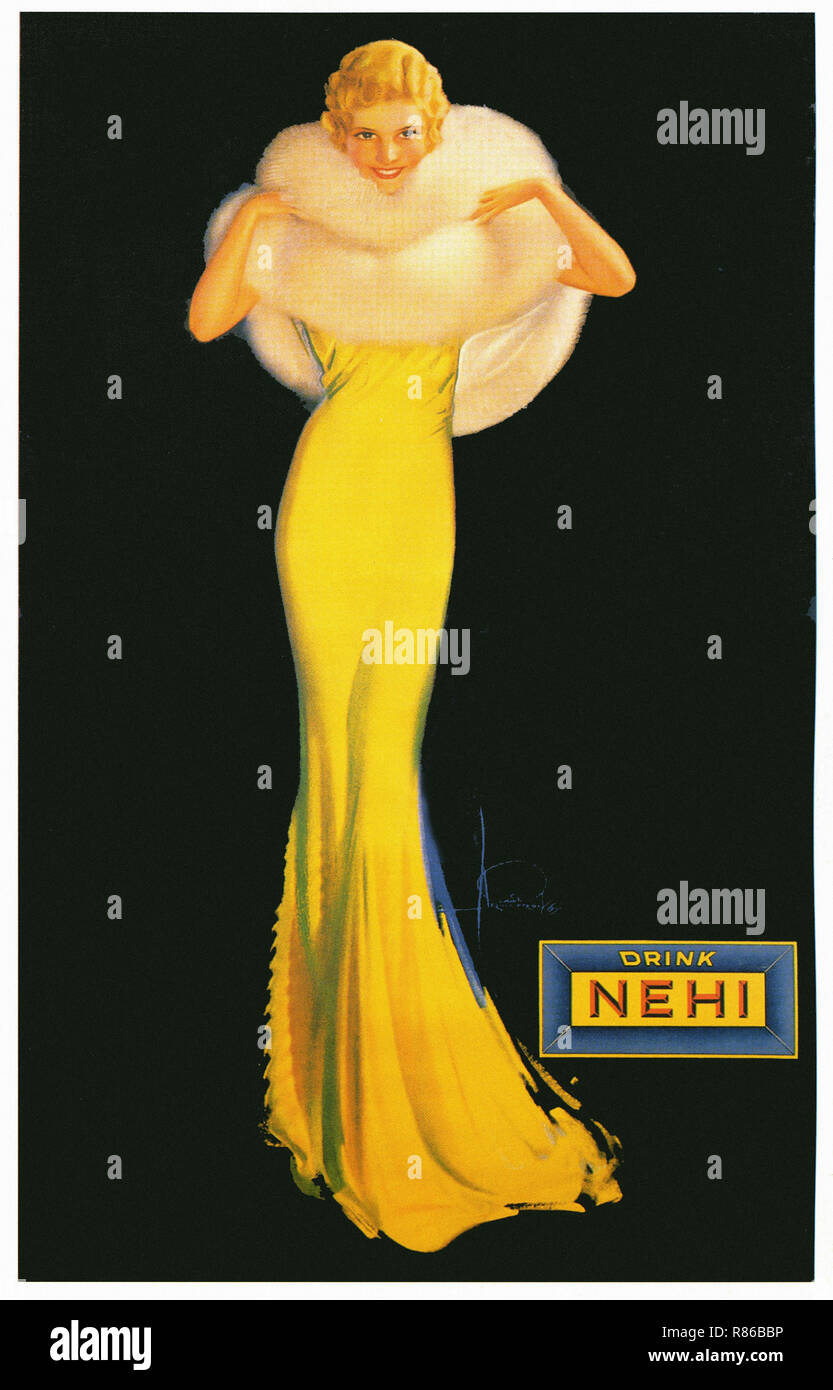 Drink Nehi - Vintage advertising poster Stock Photo - Alamy