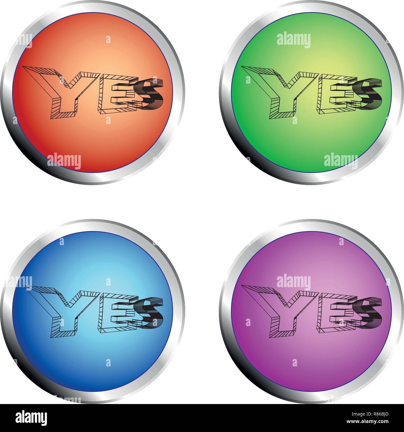 YES colored circle push button Set Stock Vector Image & Art - Alamy